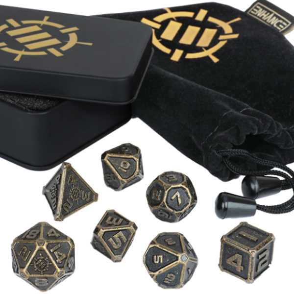 Enhance Tabletop RPGs 7pc Metal RPG Dice (Ancient Bronze) – Asmodee UK